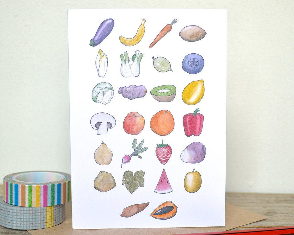 Fruit and Vegetable Alphabet Greetings Card – BeckaGriffin