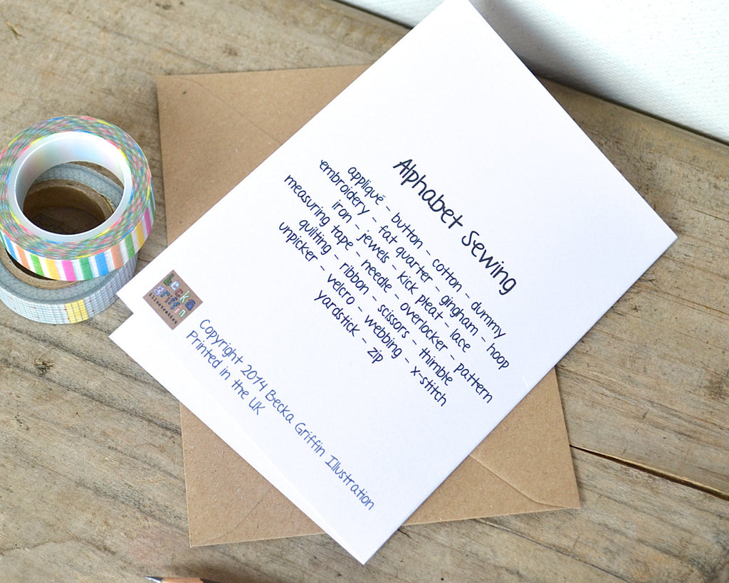 Sewing Alphabet Greetings Card – BeckaGriffin