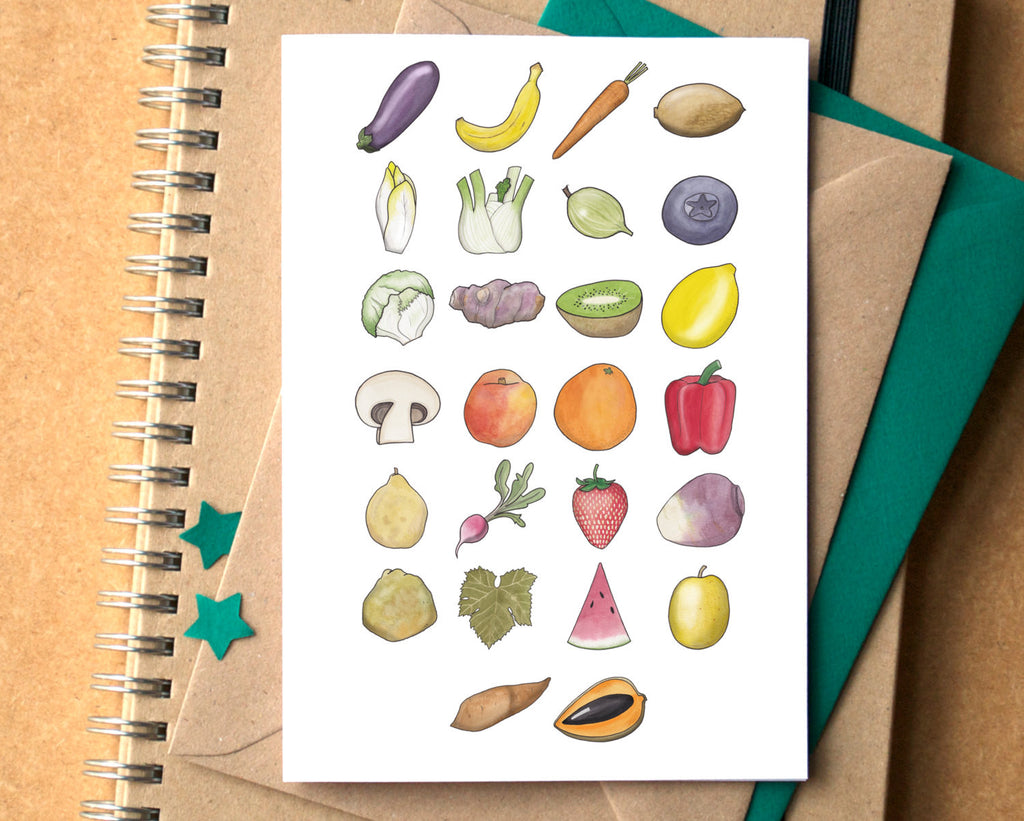 Fruit and Vegetable Alphabet Greetings Card – BeckaGriffin