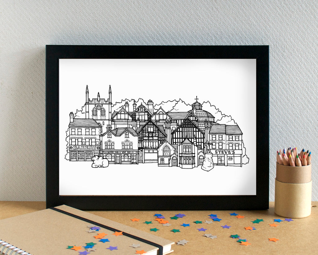 Aigburth Liverpool Skyline Landmarks Art Print - can be personalised ...