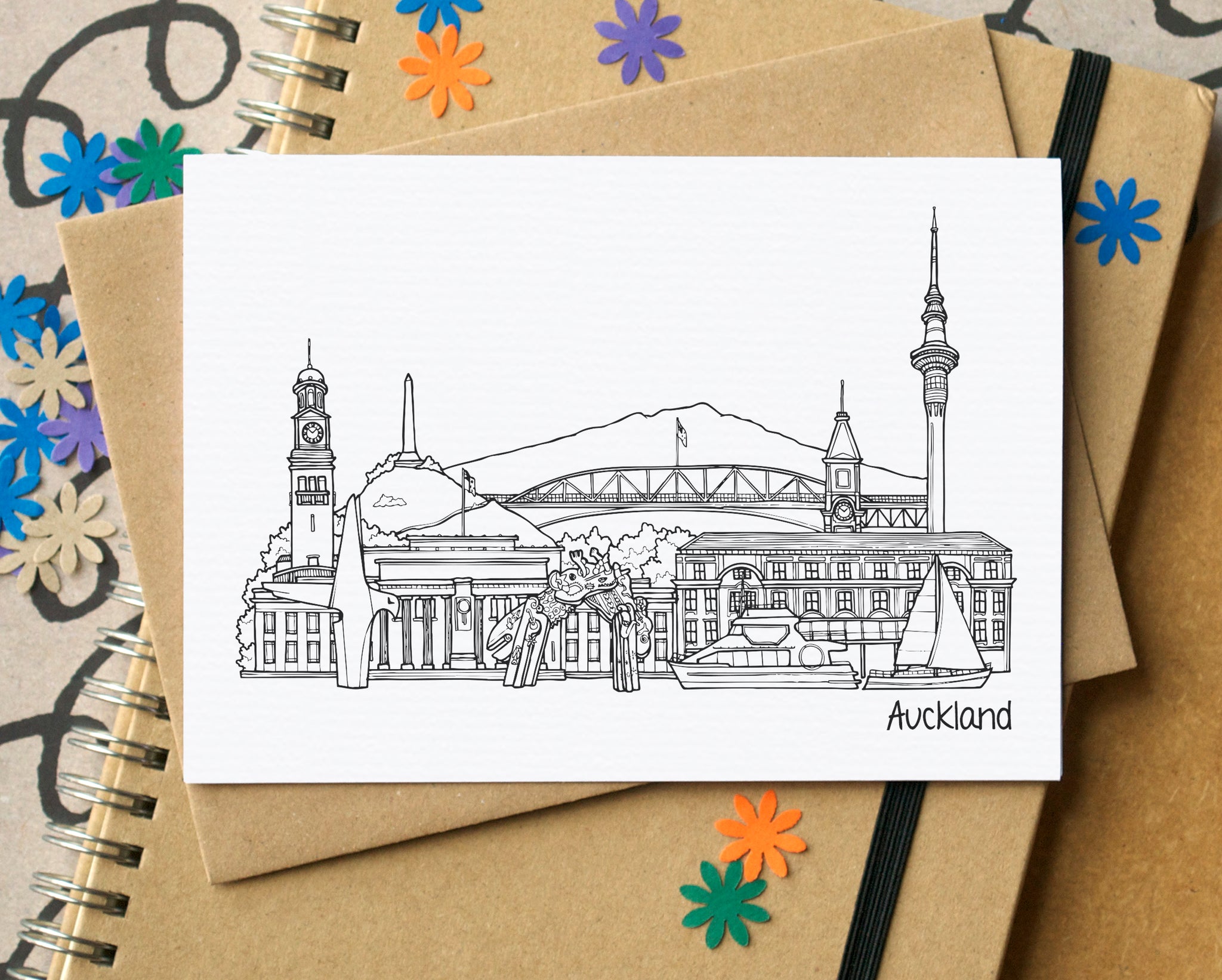 Auckland Landmarks Skyline Greetings Card – BeckaGriffin