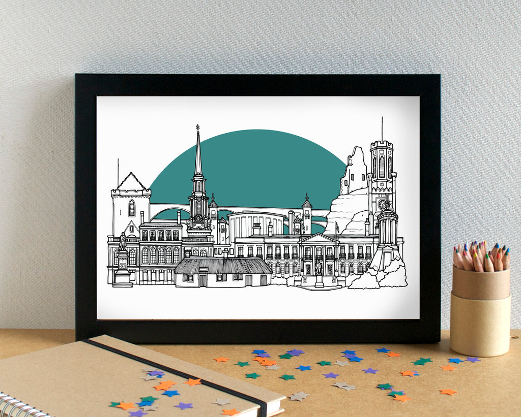 Ayr Skyline Landmarks Art Print - can be personalised - unframed ...
