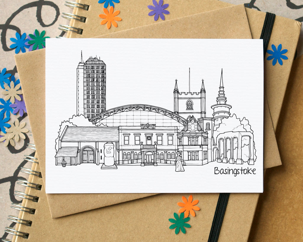 Basingstoke Skyline Landmarks Greetings Card – BeckaGriffin