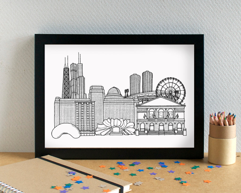Chicago Skyline Landmarks Art Print - can be personalised – BeckaGriffin