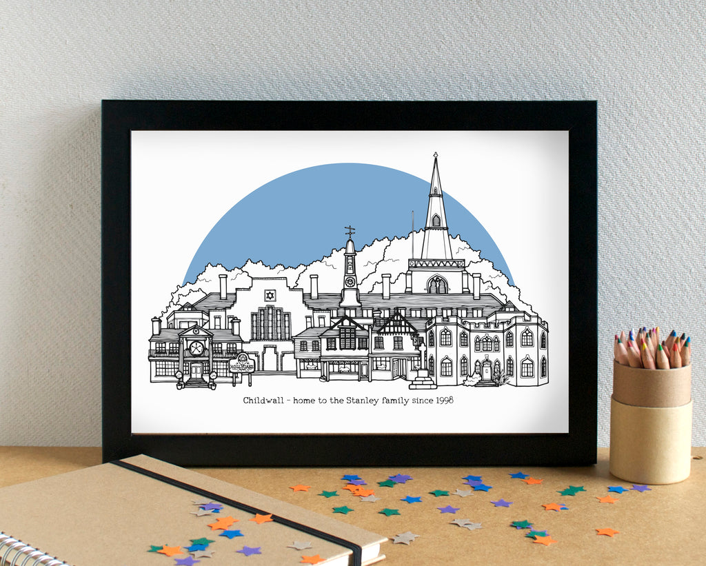 Childwall Liverpool Skyline Landmarks Art Print - can be personalised ...