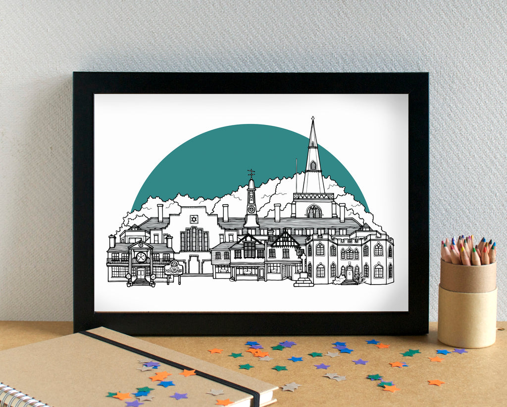 Childwall Liverpool Skyline Landmarks Art Print - can be personalised ...