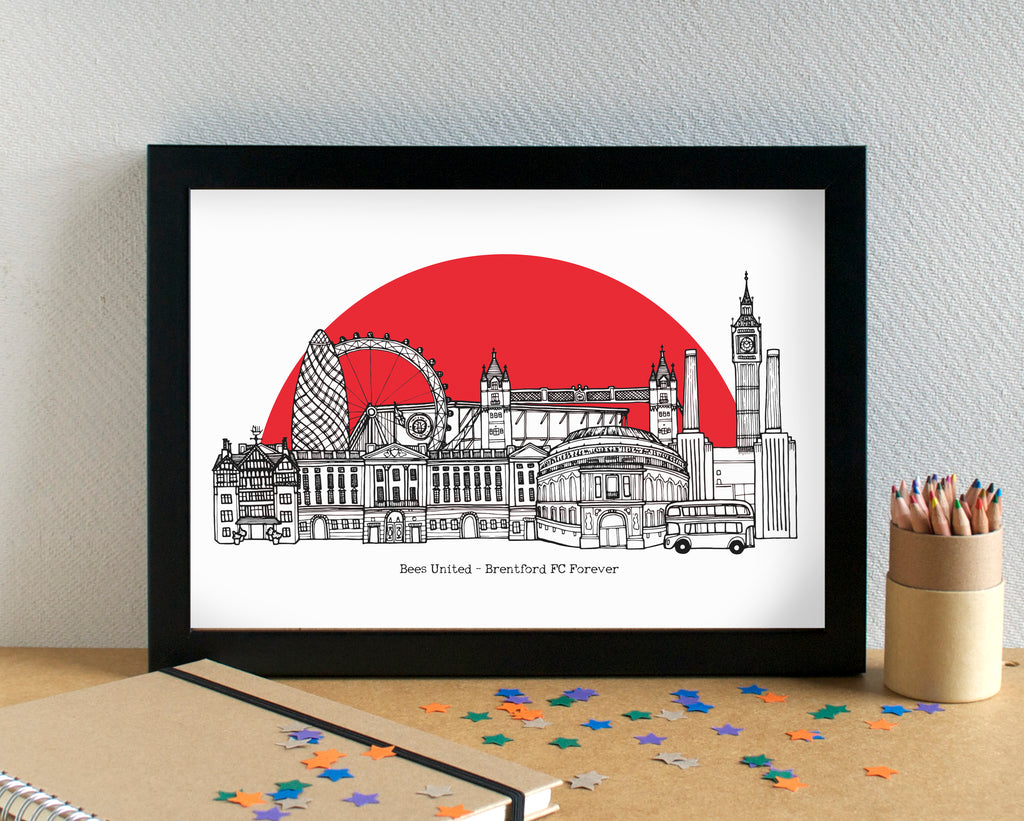 London Skyline Art Print - with Brentford FC's Gtech Community Stadium ...