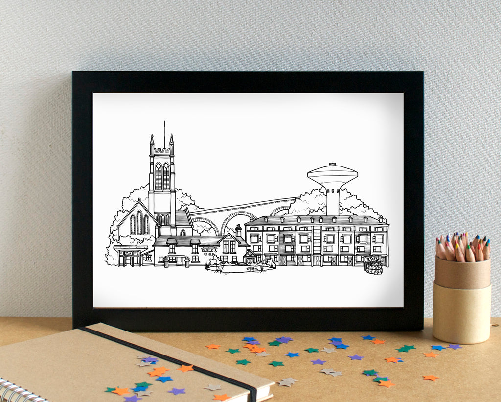 Halewood Skyline Landmarks Art Print - can be personalised – BeckaGriffin