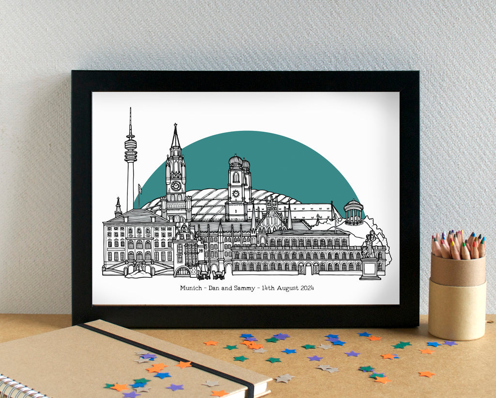 Munich Skyline Landmarks Art Print - can be personalised – BeckaGriffin