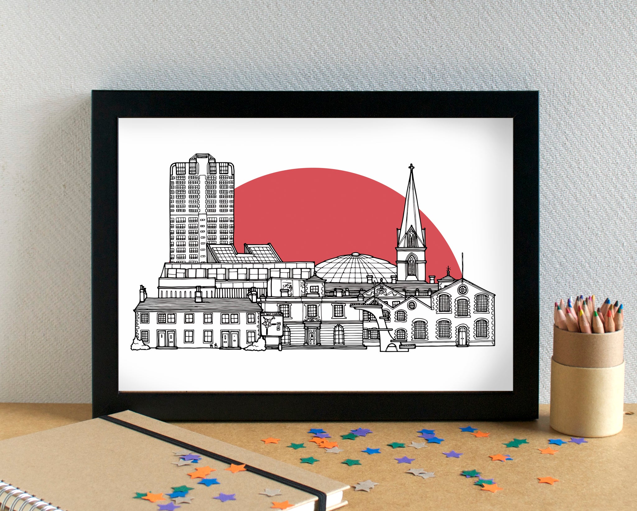 Swindon Skyline Landmarks Art Print - can be personalised - unframed ...