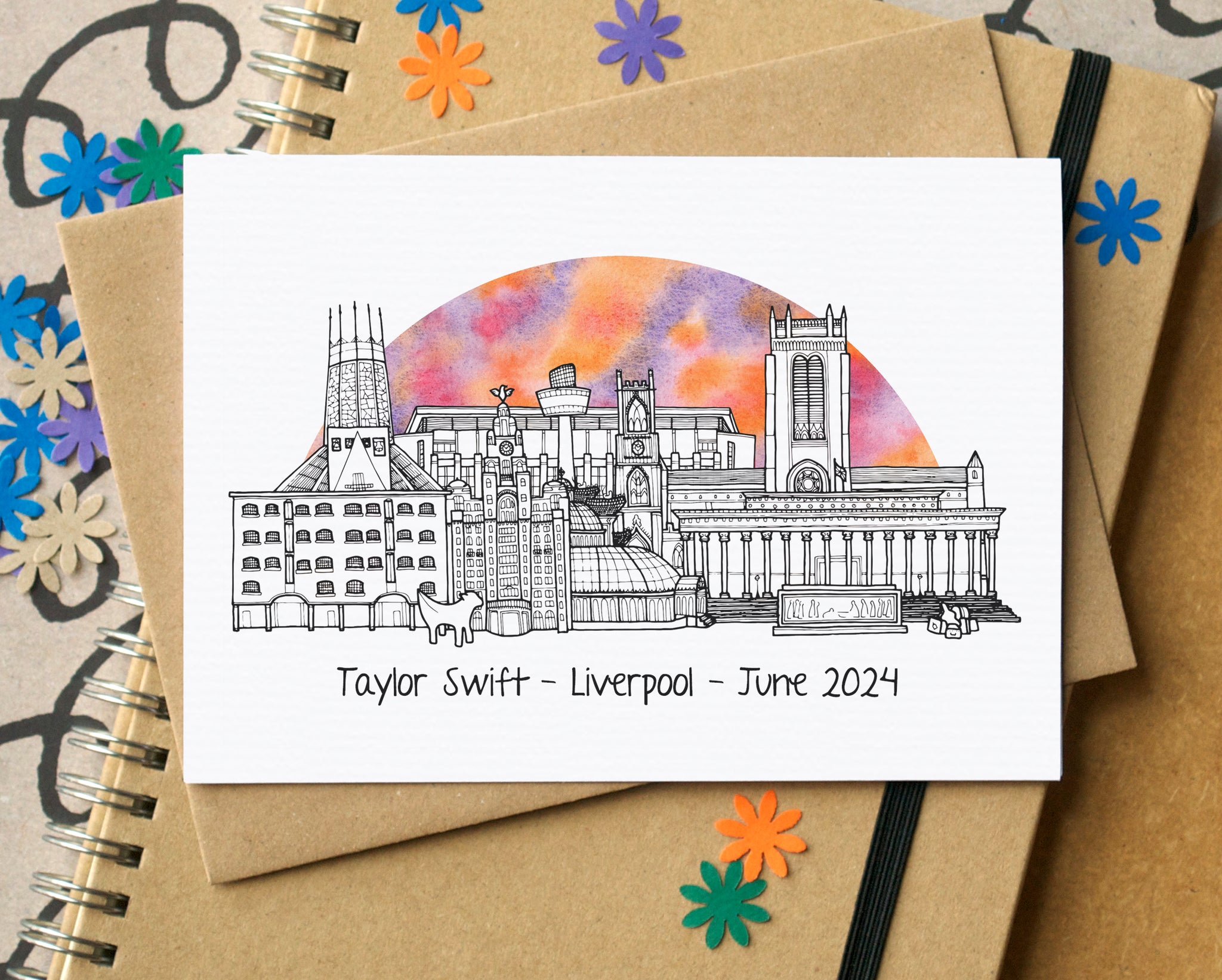 Celebrate Taylor Swift's Eras Tour - Liverpool Skyline Greetings Card ...