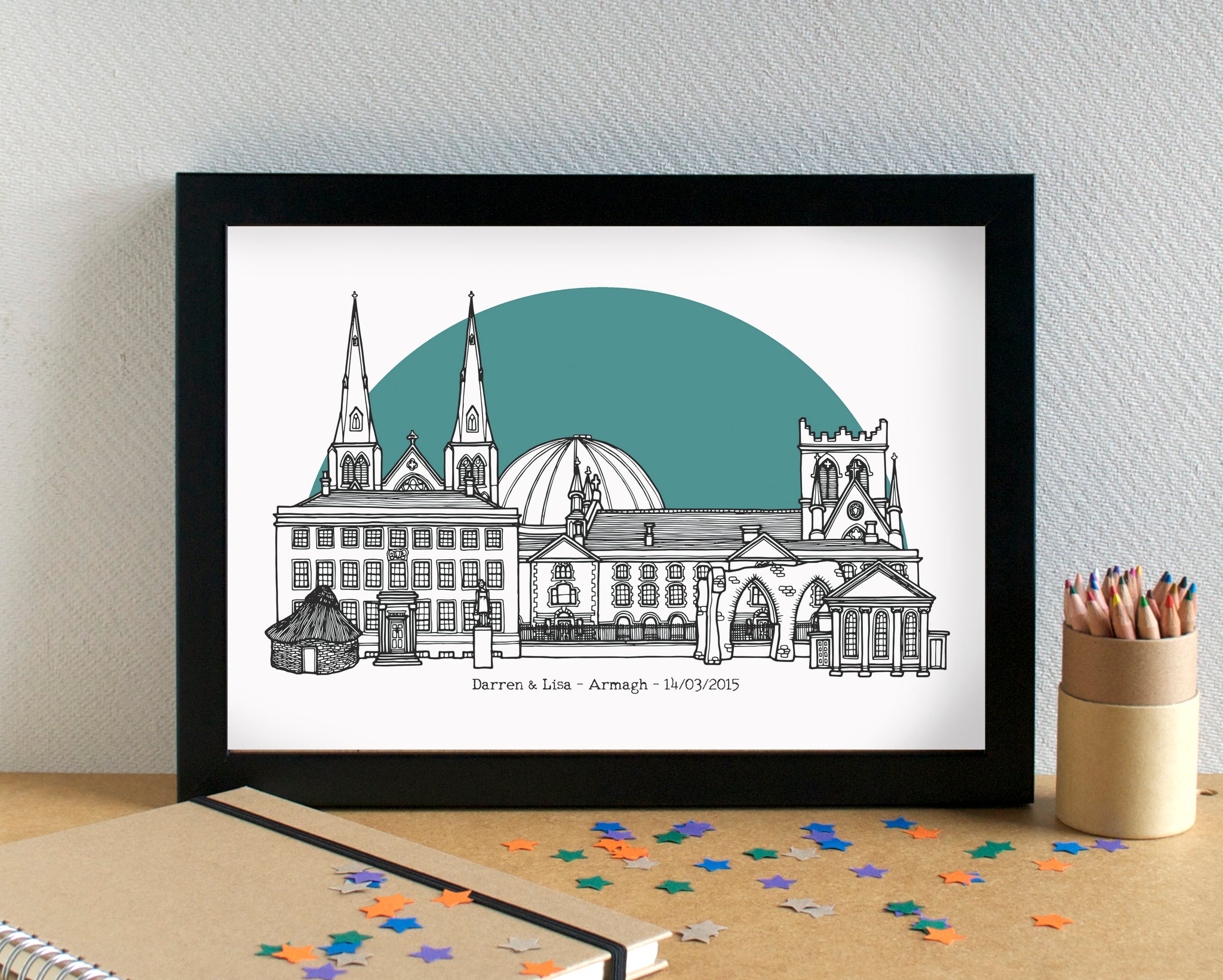 Armagh Skyline Landmarks Art Print - can be personalised - unframed ...