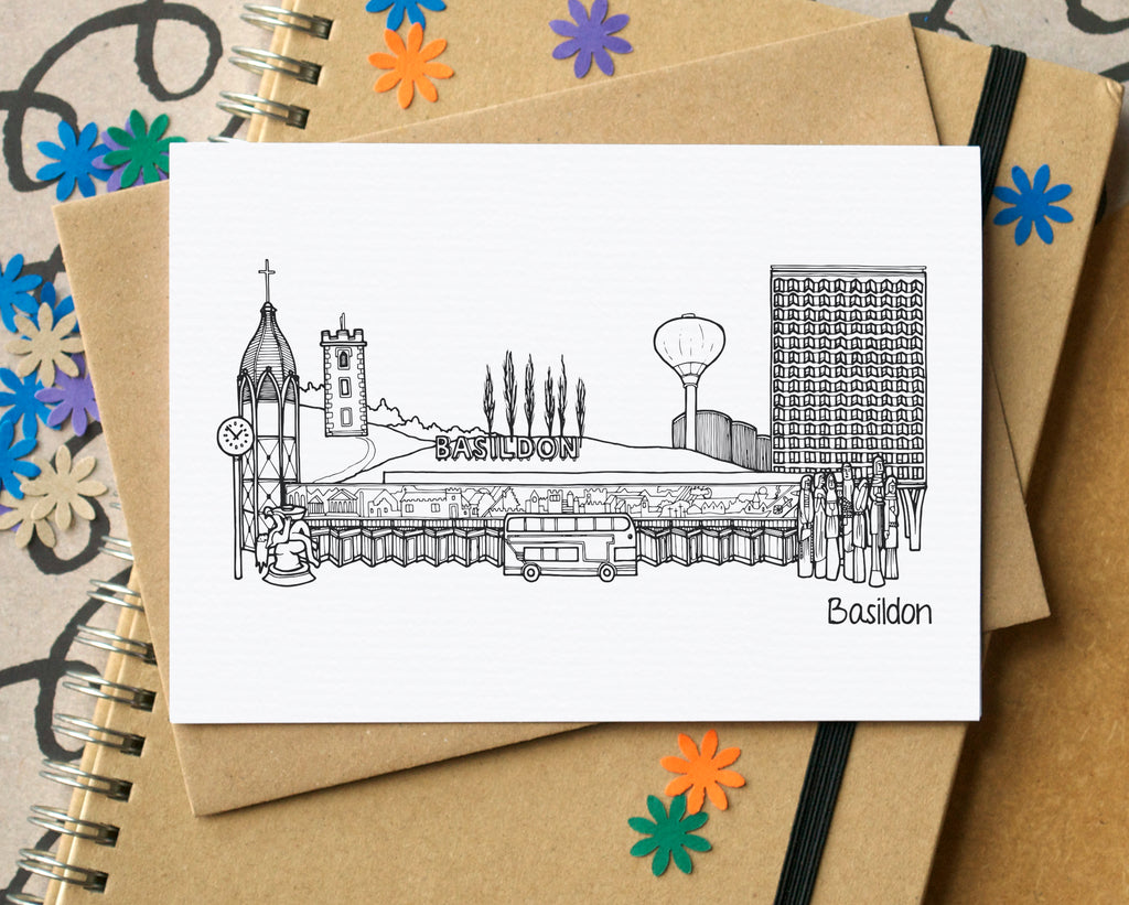 Basildon Skyline Landmarks Greetings Card – BeckaGriffin