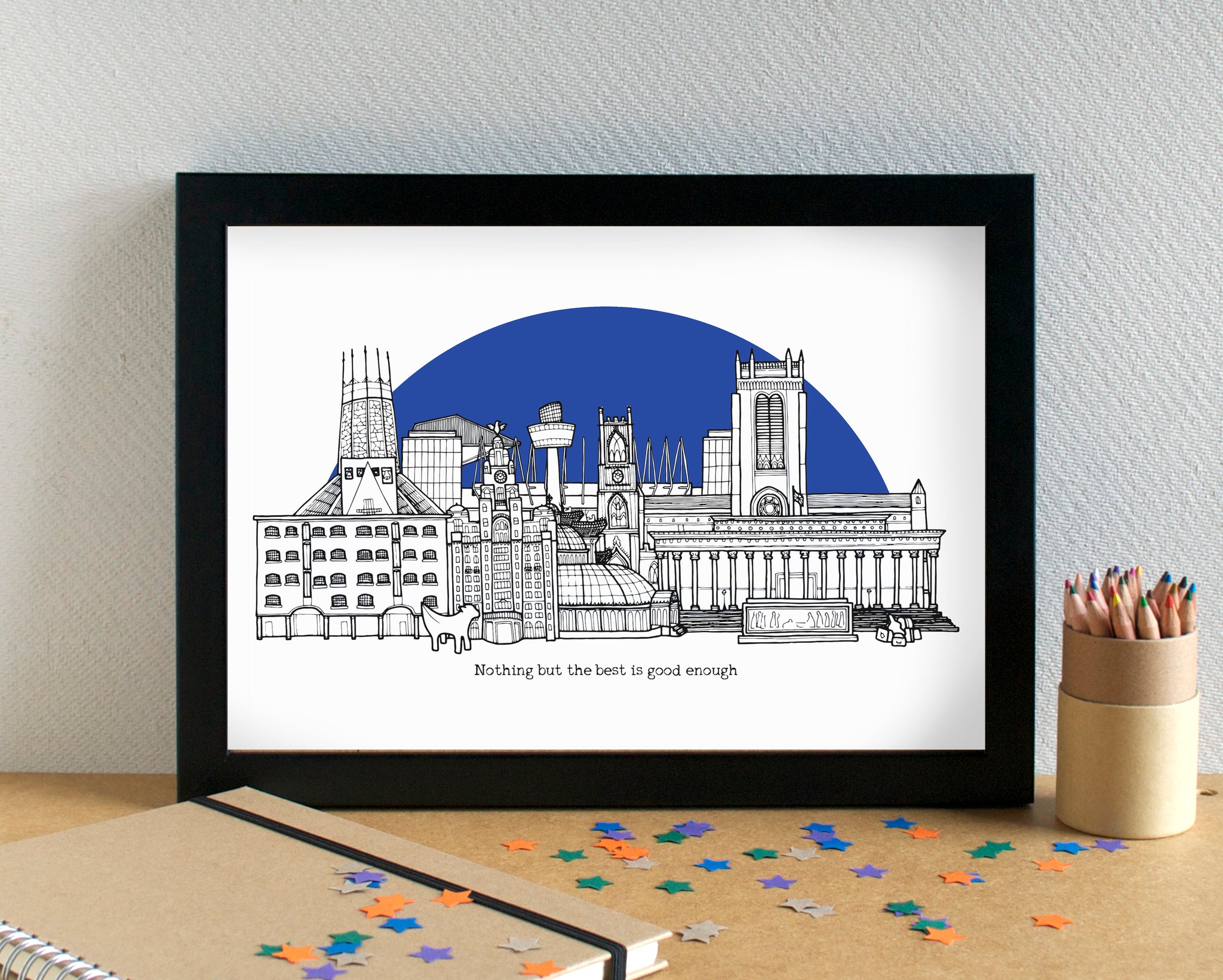 Liverpool Skyline Landmarks Art Print - with Everton's Goodison Park ...