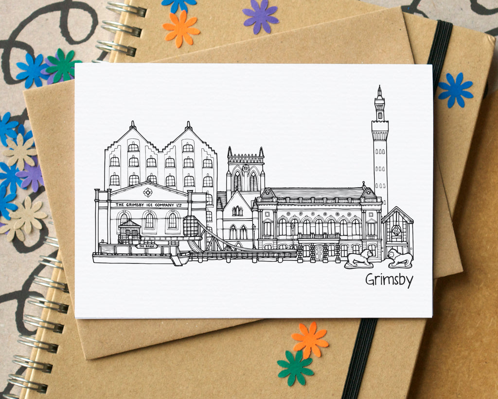Grimsby Skyline Landmarks Greetings Card – BeckaGriffin