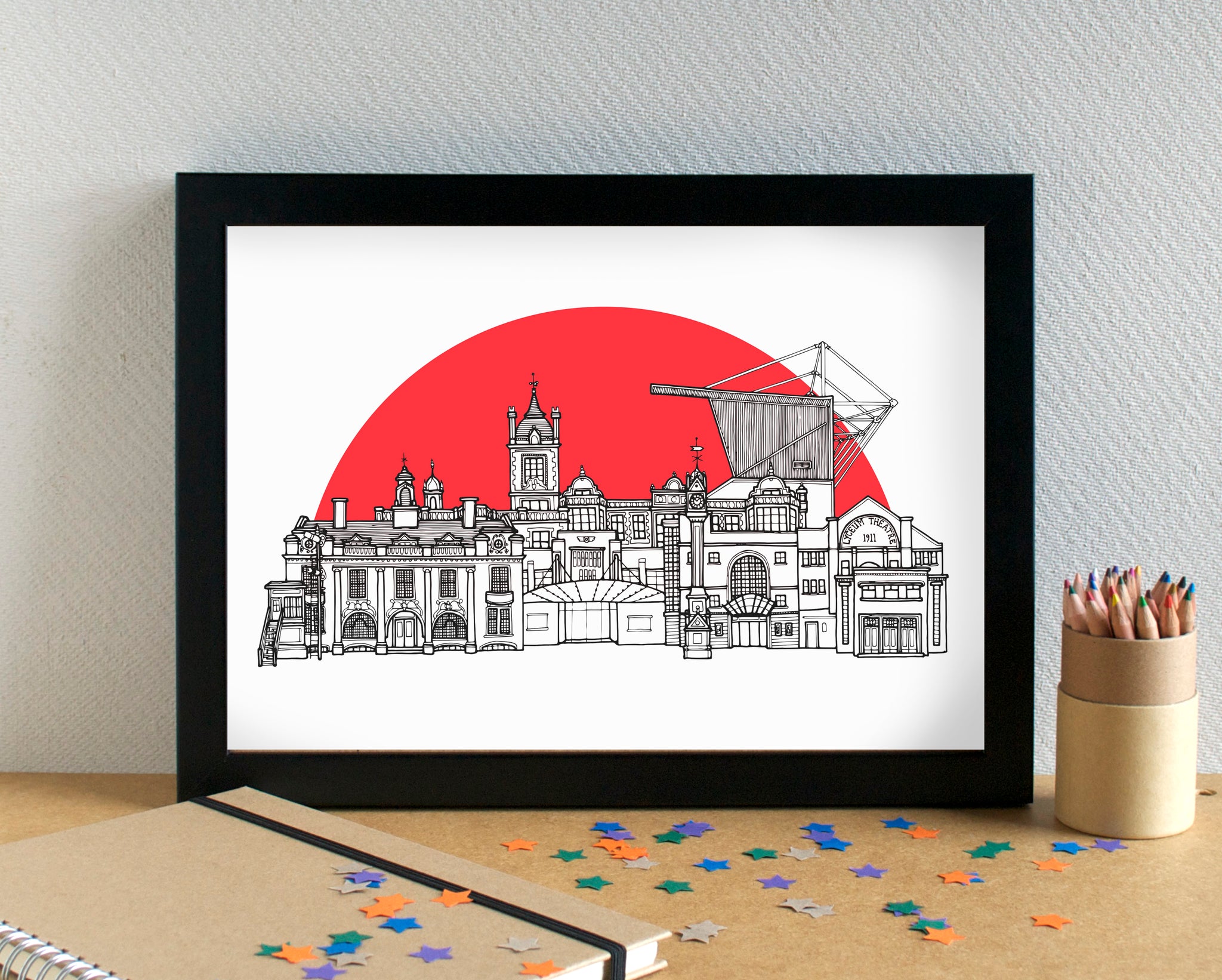 Crewe Skyline Landmarks Art Print - featuring The Mornflake Stadium ...