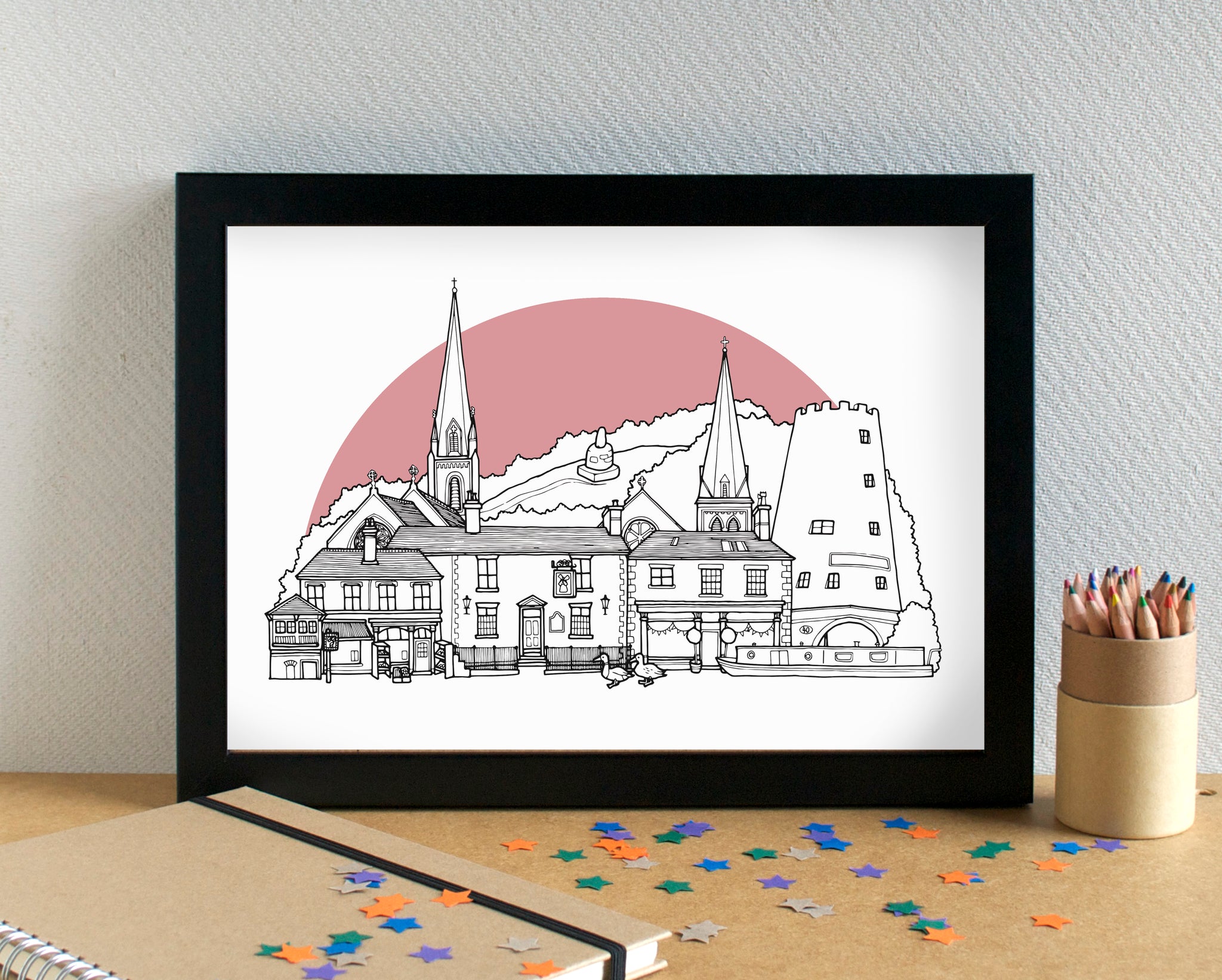 Parbold Skyline Landmarks Art Print - can be personalised - unframed ...