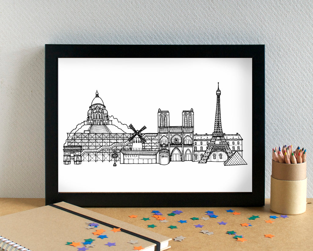 Paris Skyline Landmarks Art Print - can be personalised – BeckaGriffin