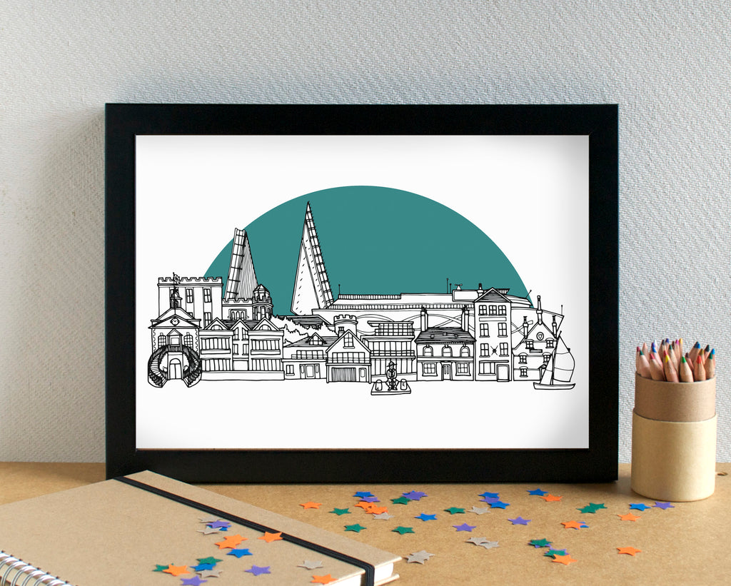 Poole Skyline Landmarks Art Print - can be personalised – BeckaGriffin