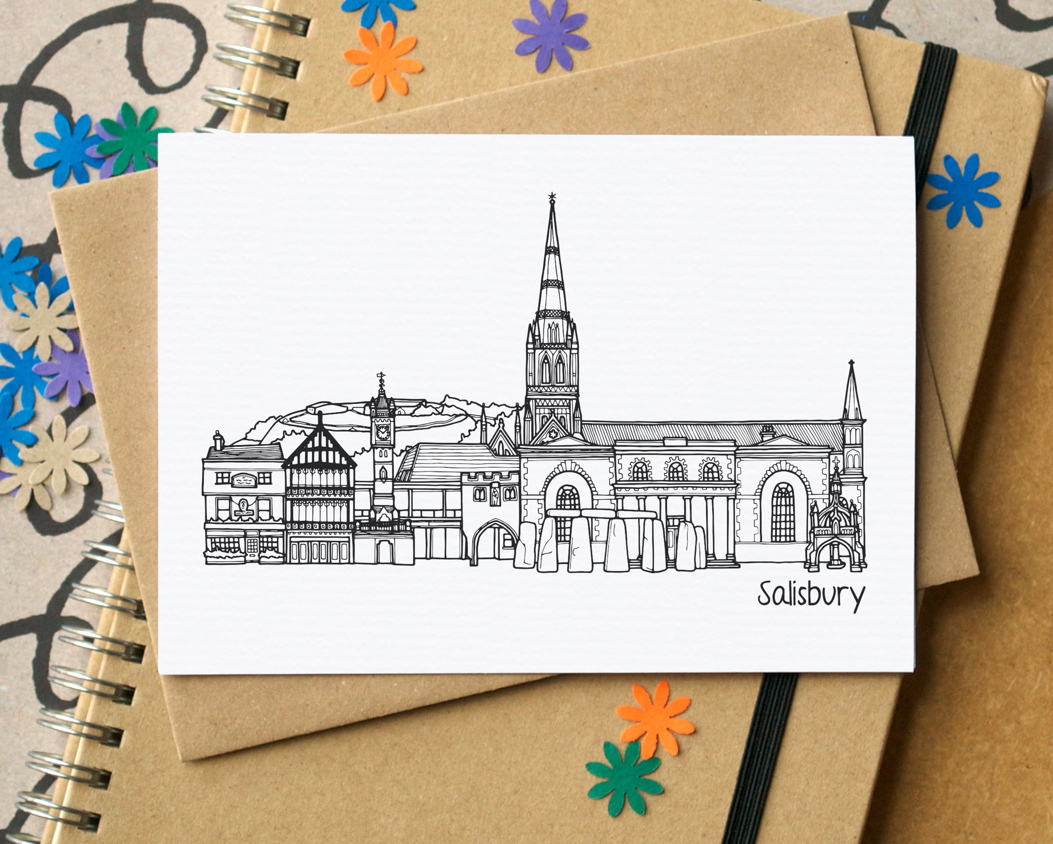 Salisbury Skyline Landmarks Greetings Card – BeckaGriffin
