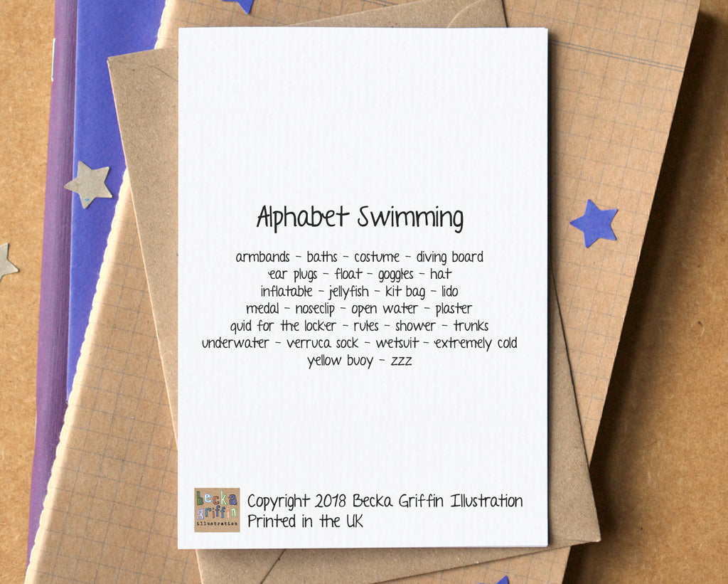 Swimming Alphabet Greetings Card – BeckaGriffin