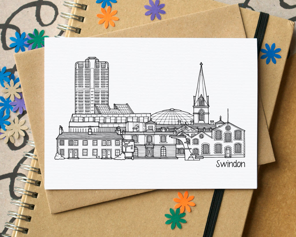 Swindon Skyline Landmarks Greetings Card – BeckaGriffin