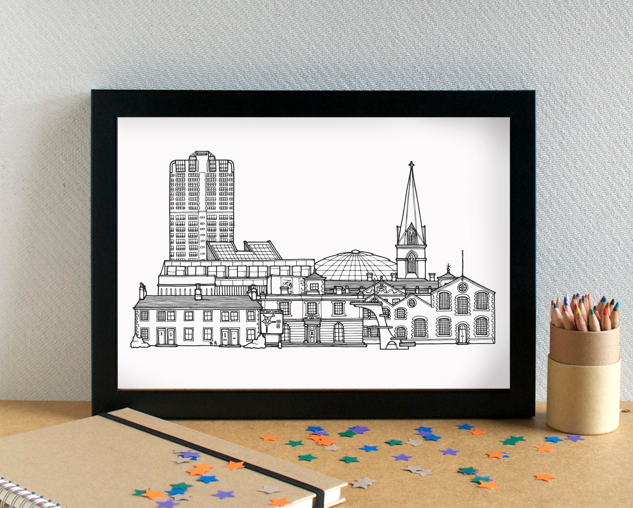 Swindon Skyline Landmarks Art Print - can be personalised - unframed ...