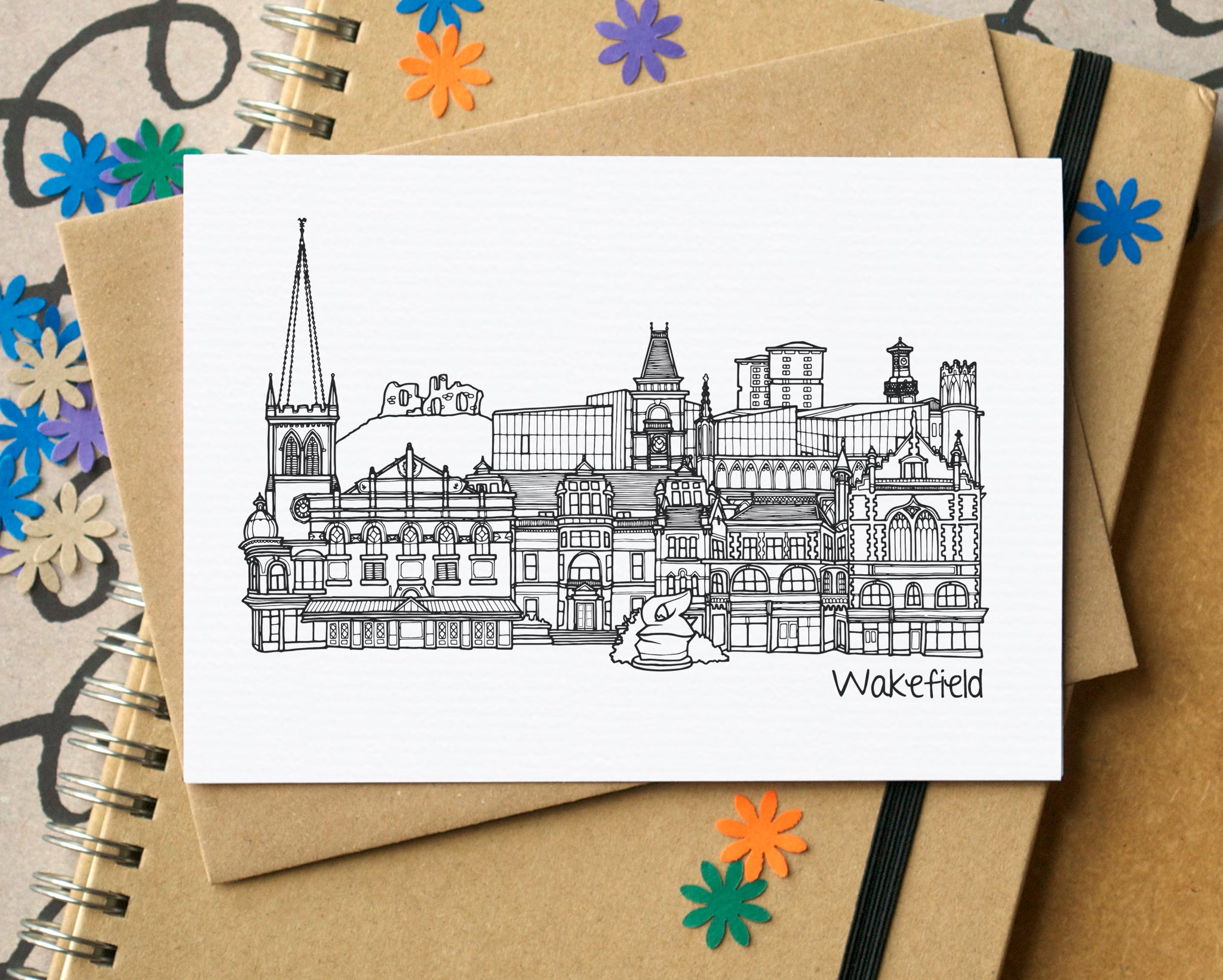 Wakefield Skyline Landmarks Greetings Card – BeckaGriffin