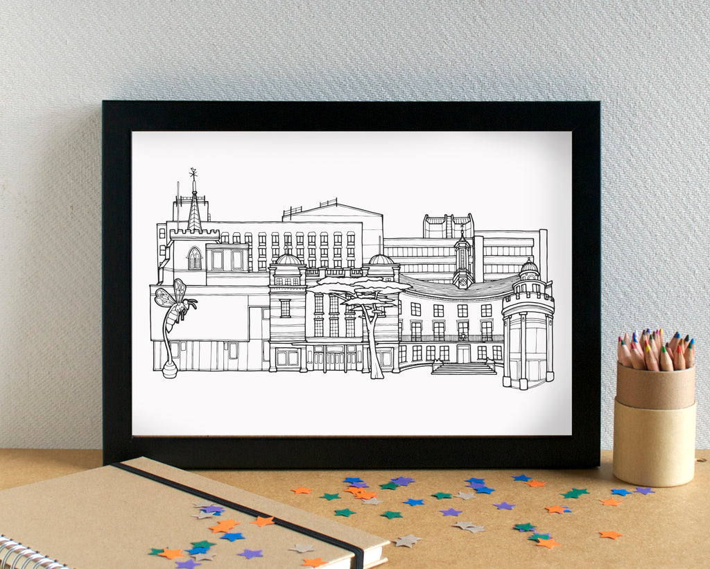 Watford Skyline Landmarks Art Print - can be personalised – BeckaGriffin