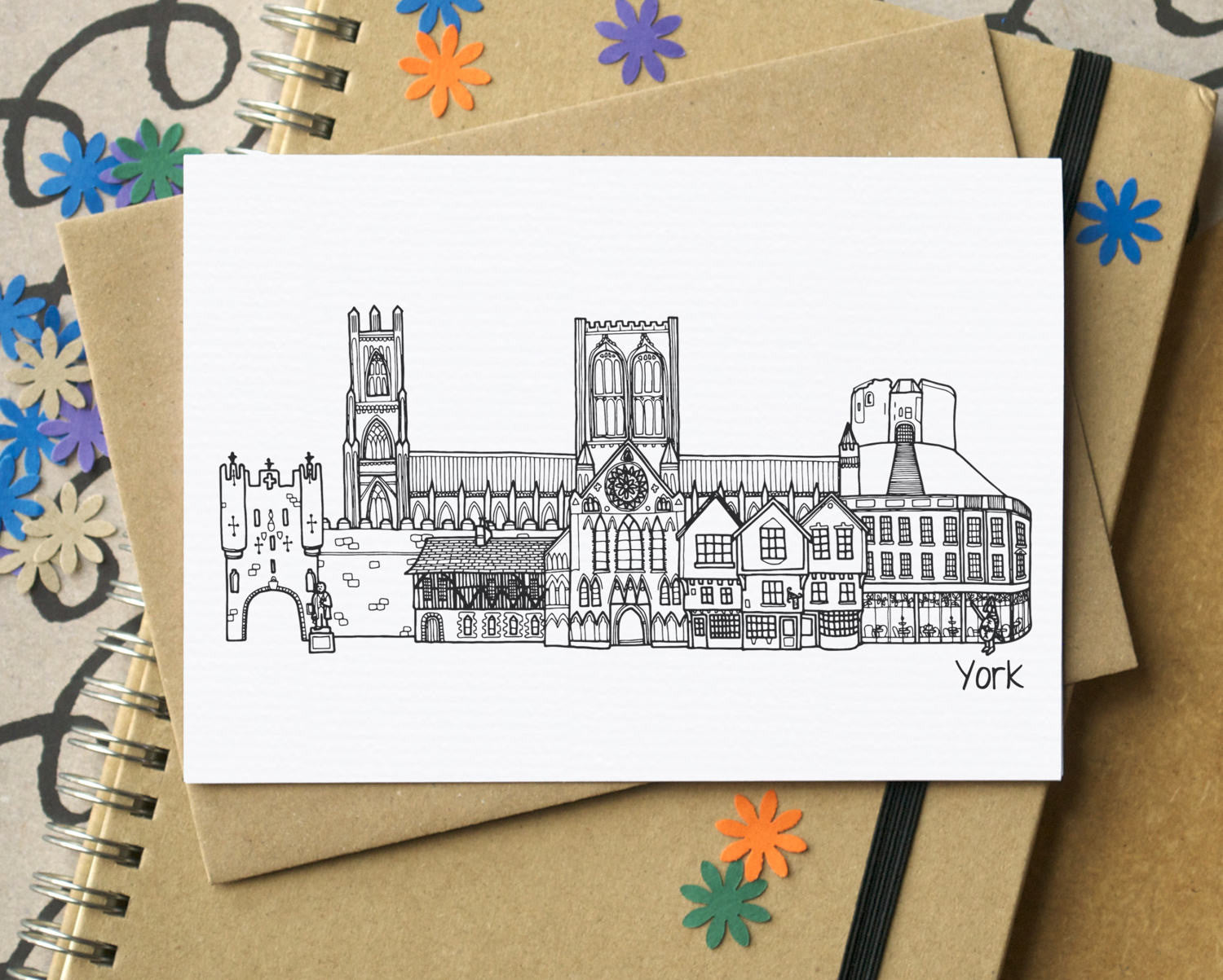 York Landmarks Skyline Greetings Card – BeckaGriffin